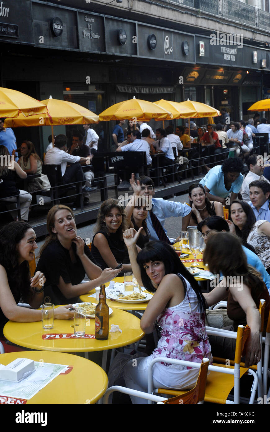 Bar and Terraces at Bartolomé Mitre Street. Ciudad Vieja. Montevideo ...