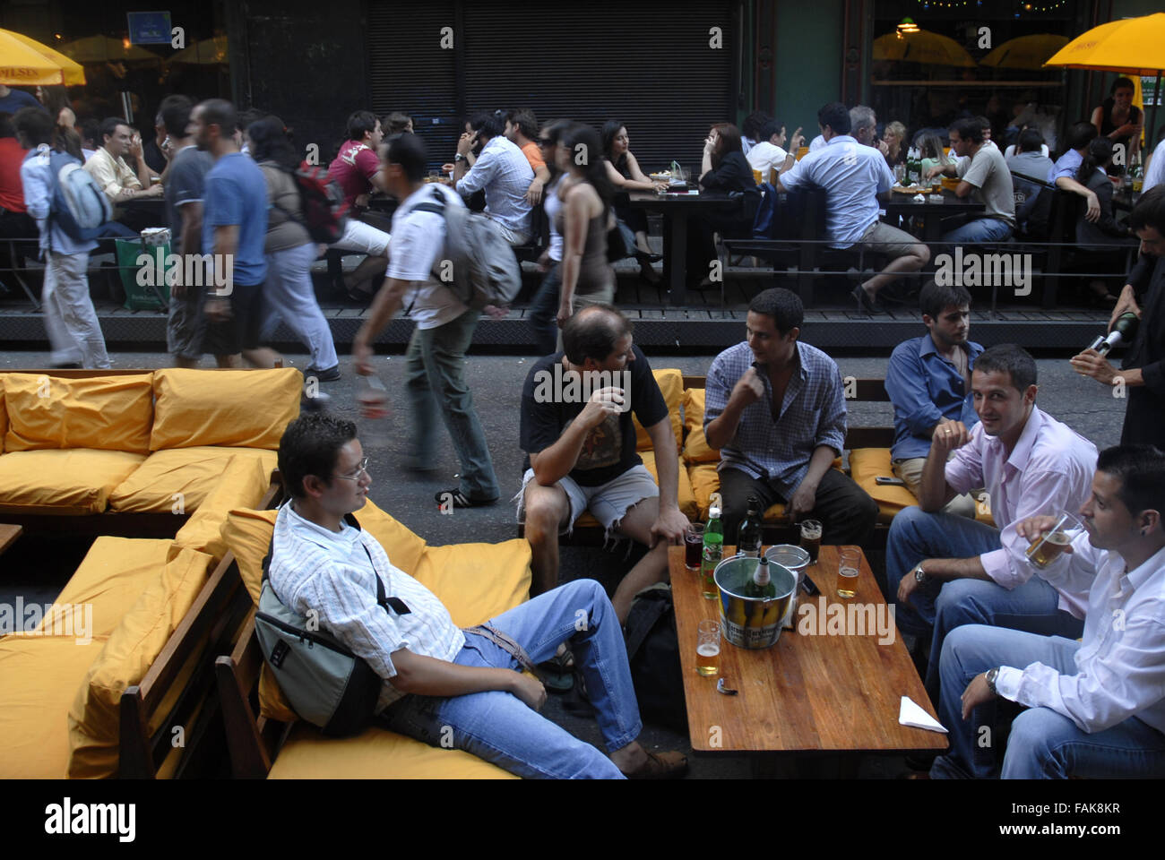 Bar and Terraces at Bartolomé Mitre Street. Ciudad Vieja. Montevideo ...