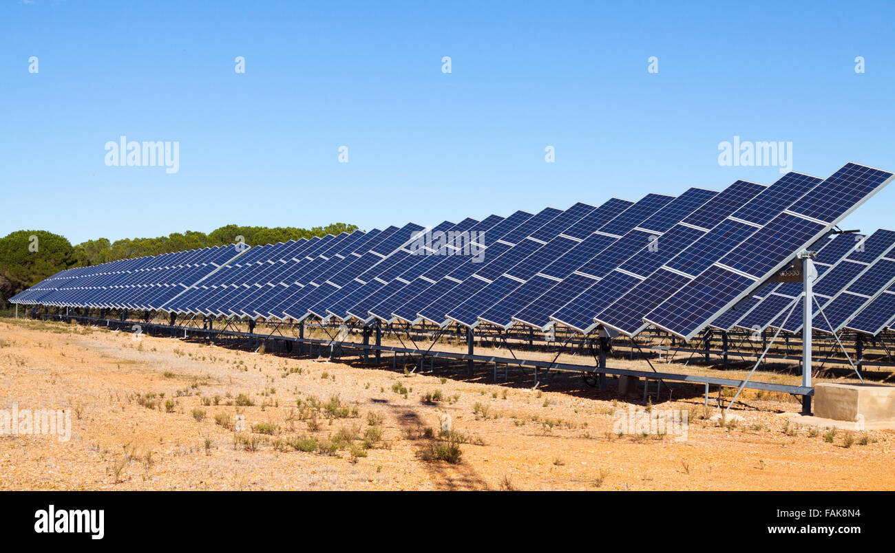 solar panel system at spanish desert Stock Photo - Alamy