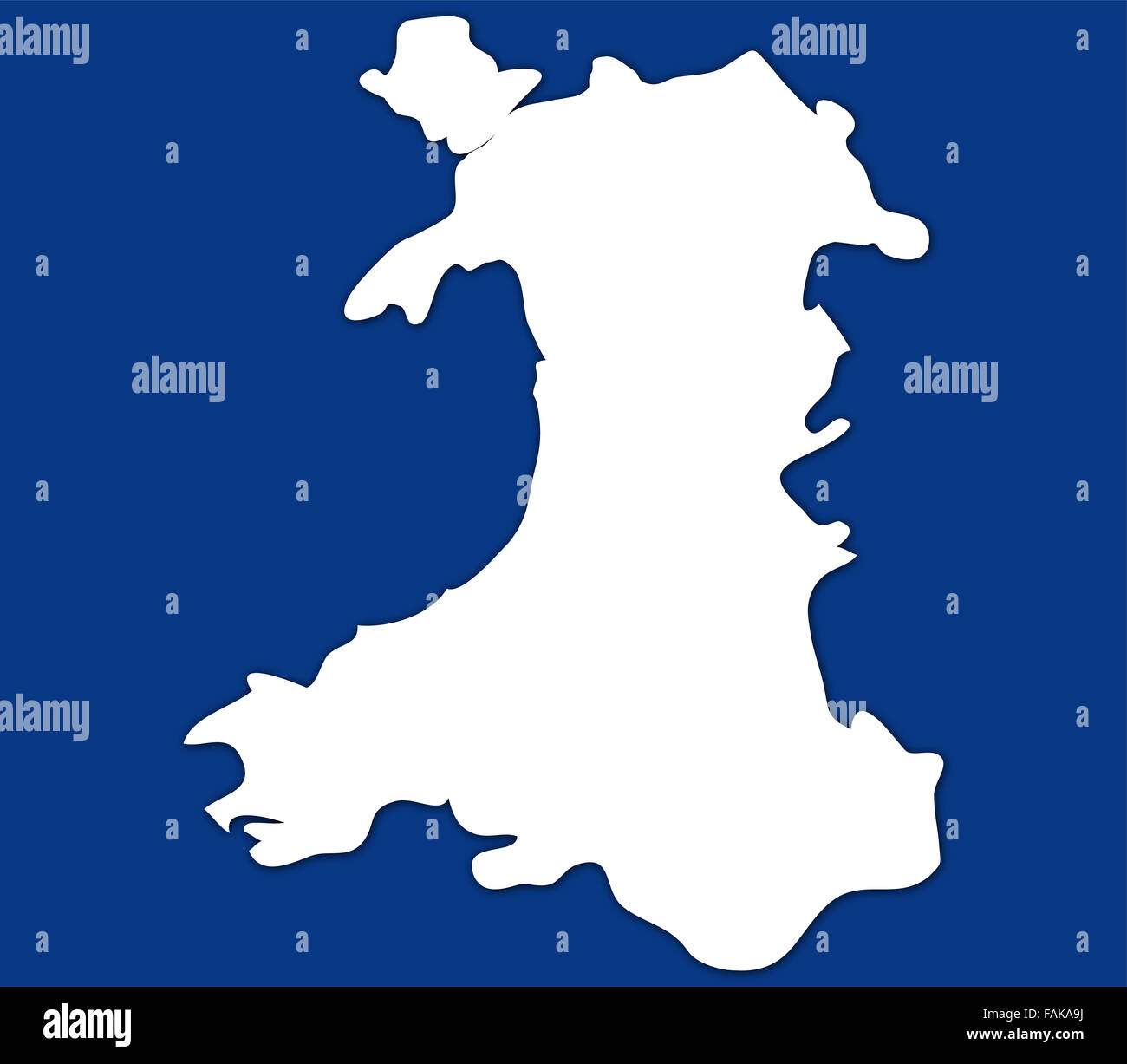 wales map on a white background Stock Photo - Alamy