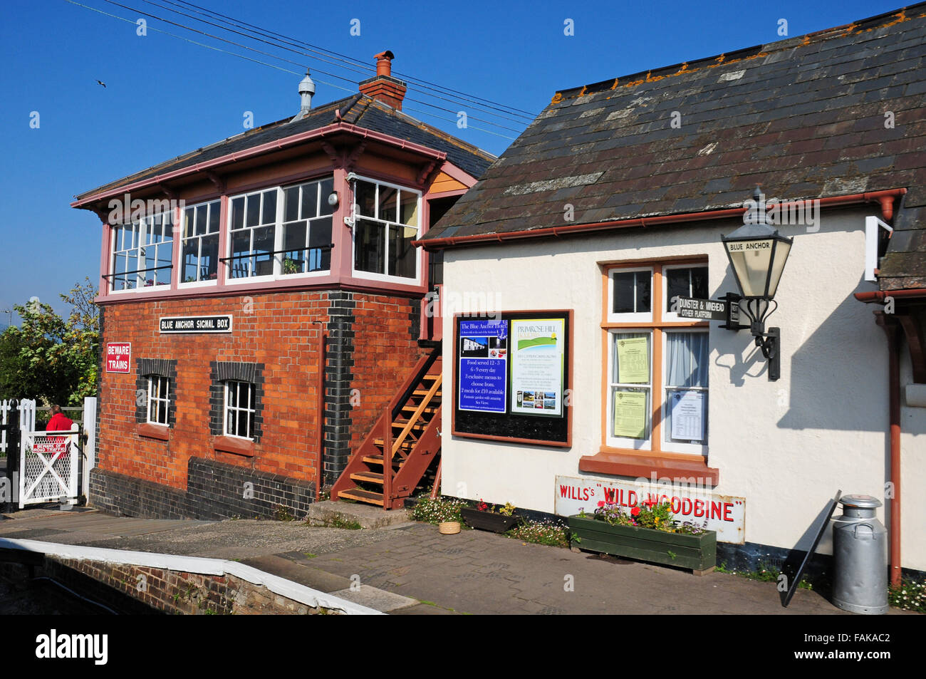 Signal box and end of platform at Blue Anchor Station, West Somerset ...