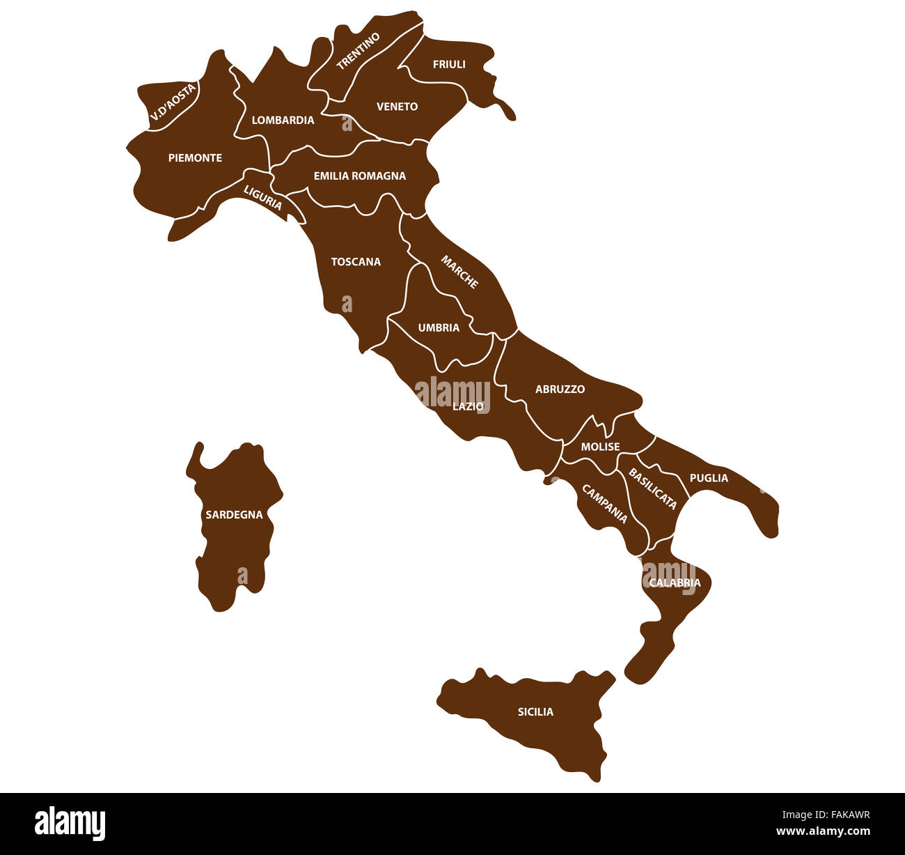 map Italy on white background Stock Photo - Alamy