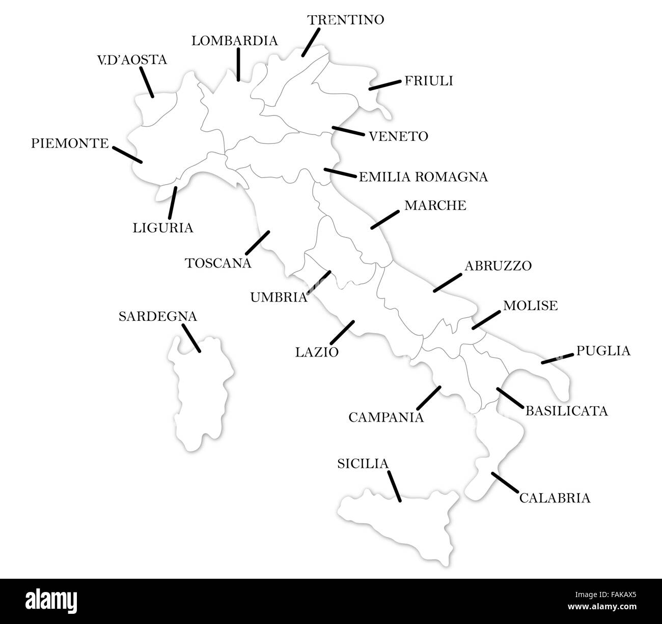 map Italy on white background Stock Photo - Alamy