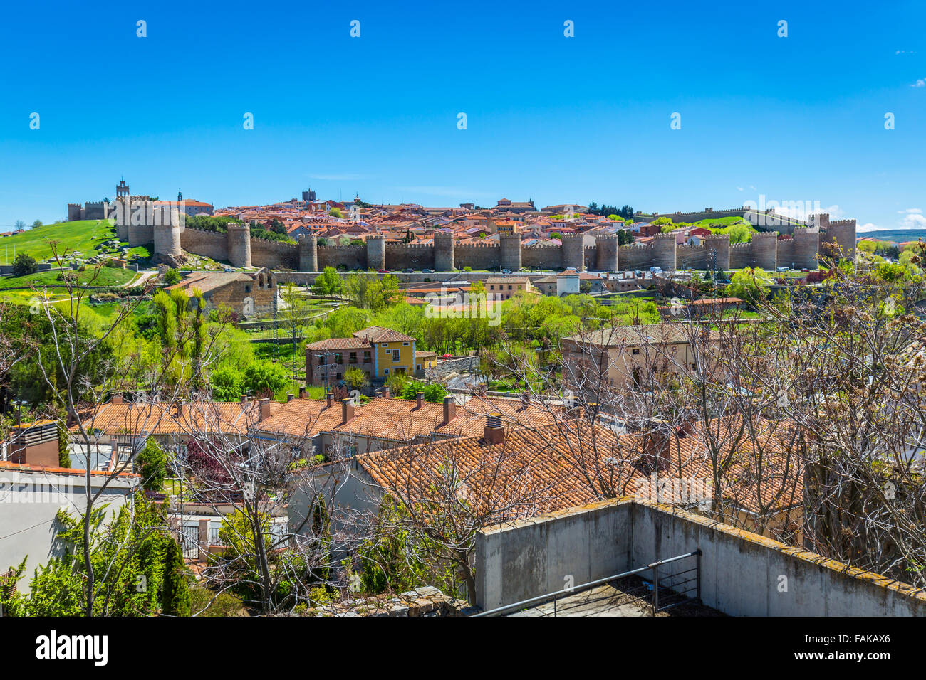 Panoramic view of the historic city of Avila, Castilla y Leon, Spain ...