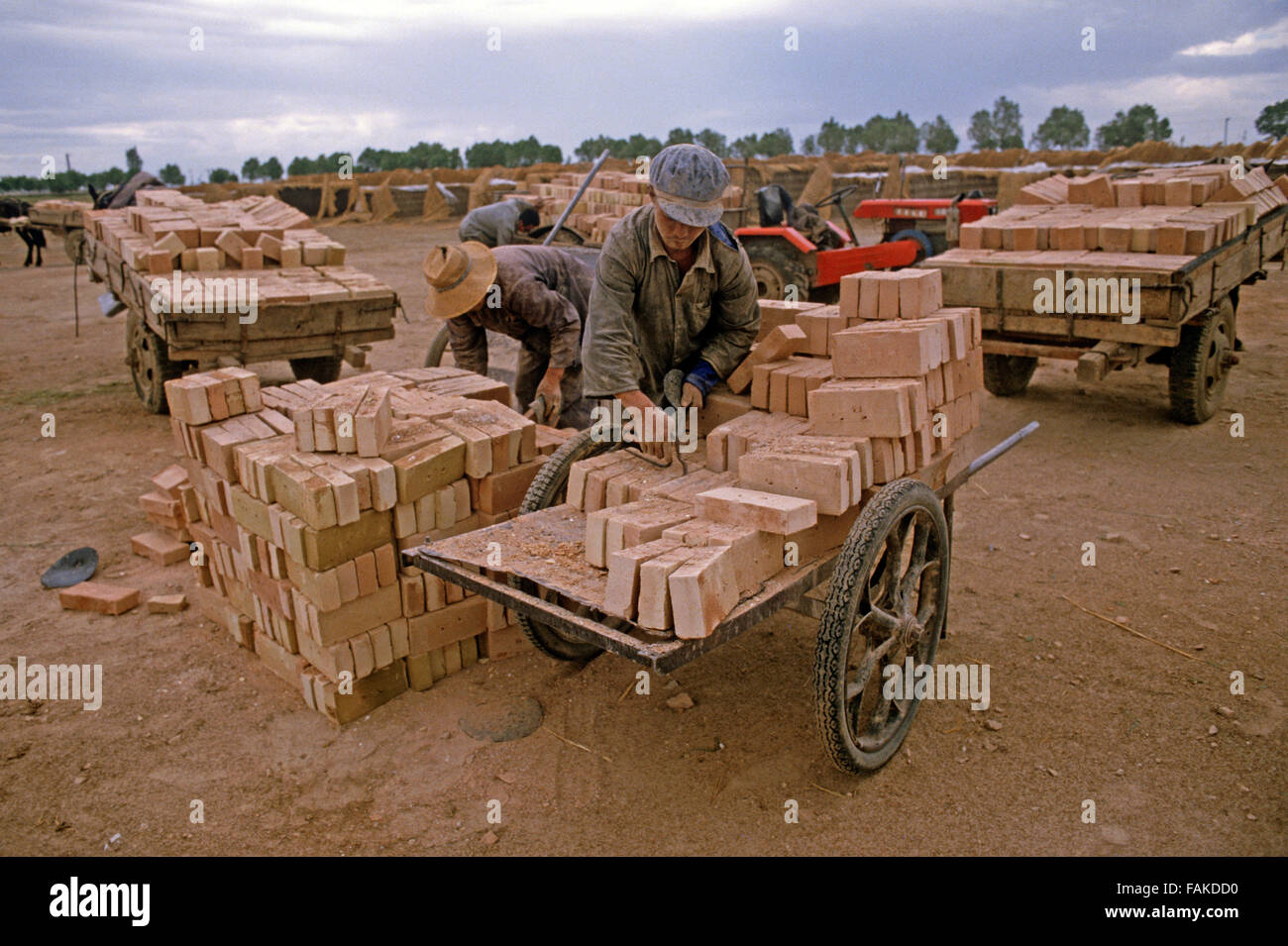 Hand made bricks, brick factory, Baotou, Inner Mongolia autonomous ...