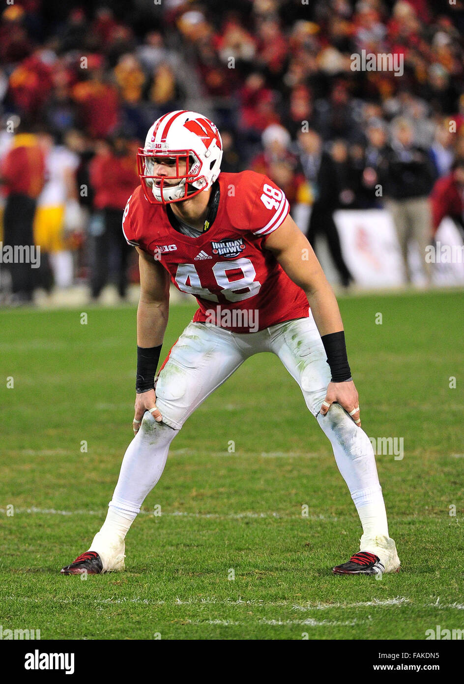 December 19, 2015. Jack Cichy #48 of Wisconsin in action during the ...