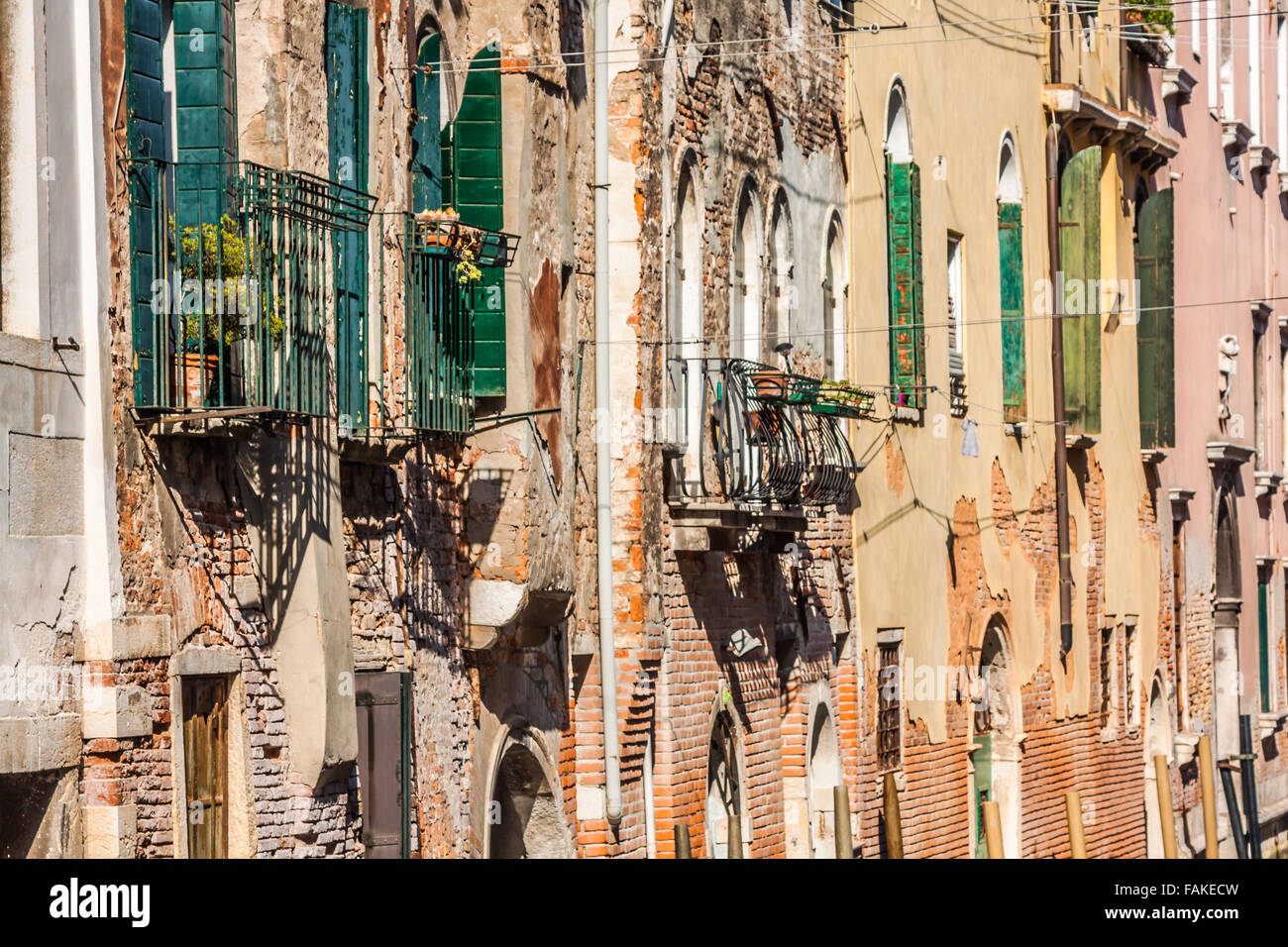 Buildings with traditional Venetian windows in Venice, Italy Stock ...