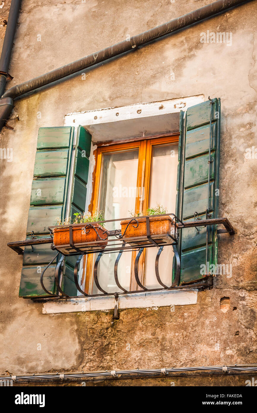 Buildings with traditional Venetian windows in Venice, Italy Stock ...