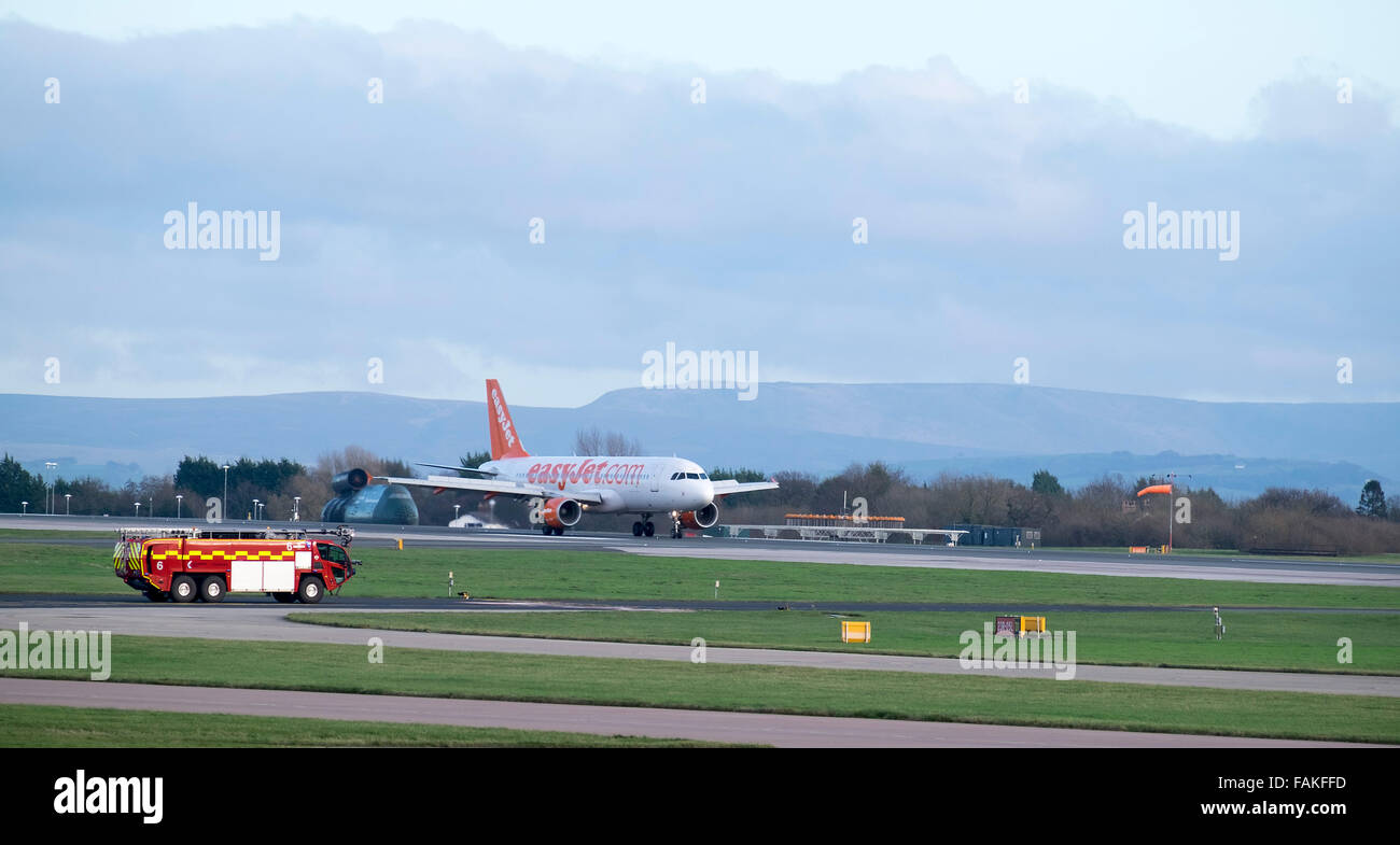 Passenger Plane prepares for take off at manchester Airport. Uk Stock ...