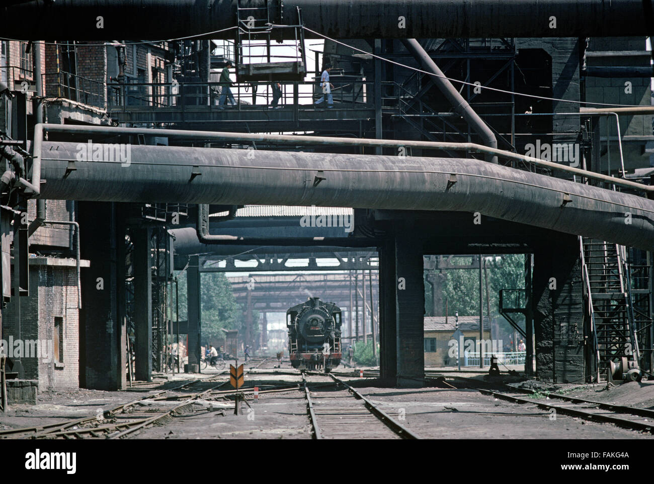 Steam locomotive at Baotou Steel Works, Baotou, Inner Mongolia ...