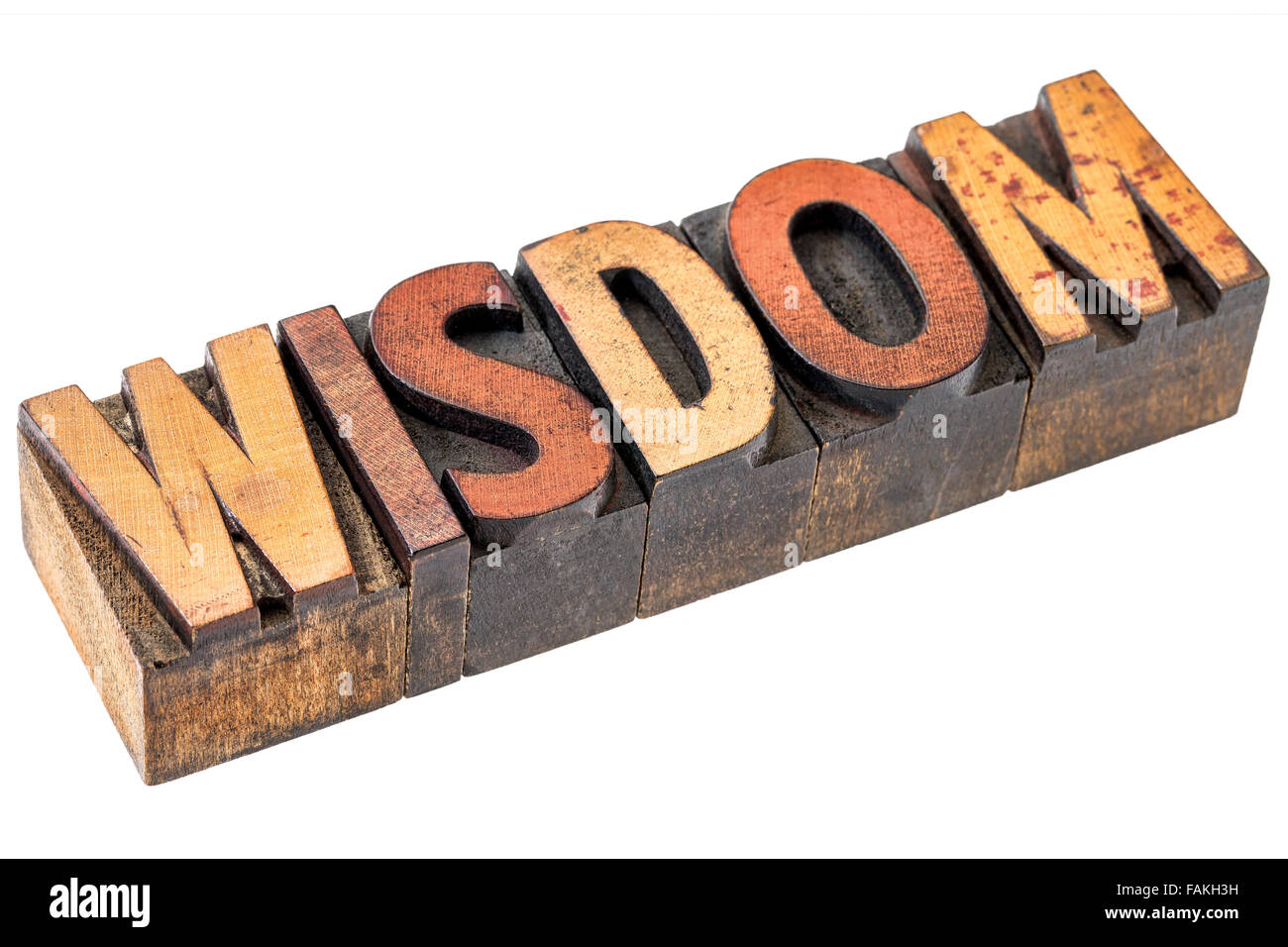 wisdom word abstract - an isolated banner in vintage letterpress wood ...