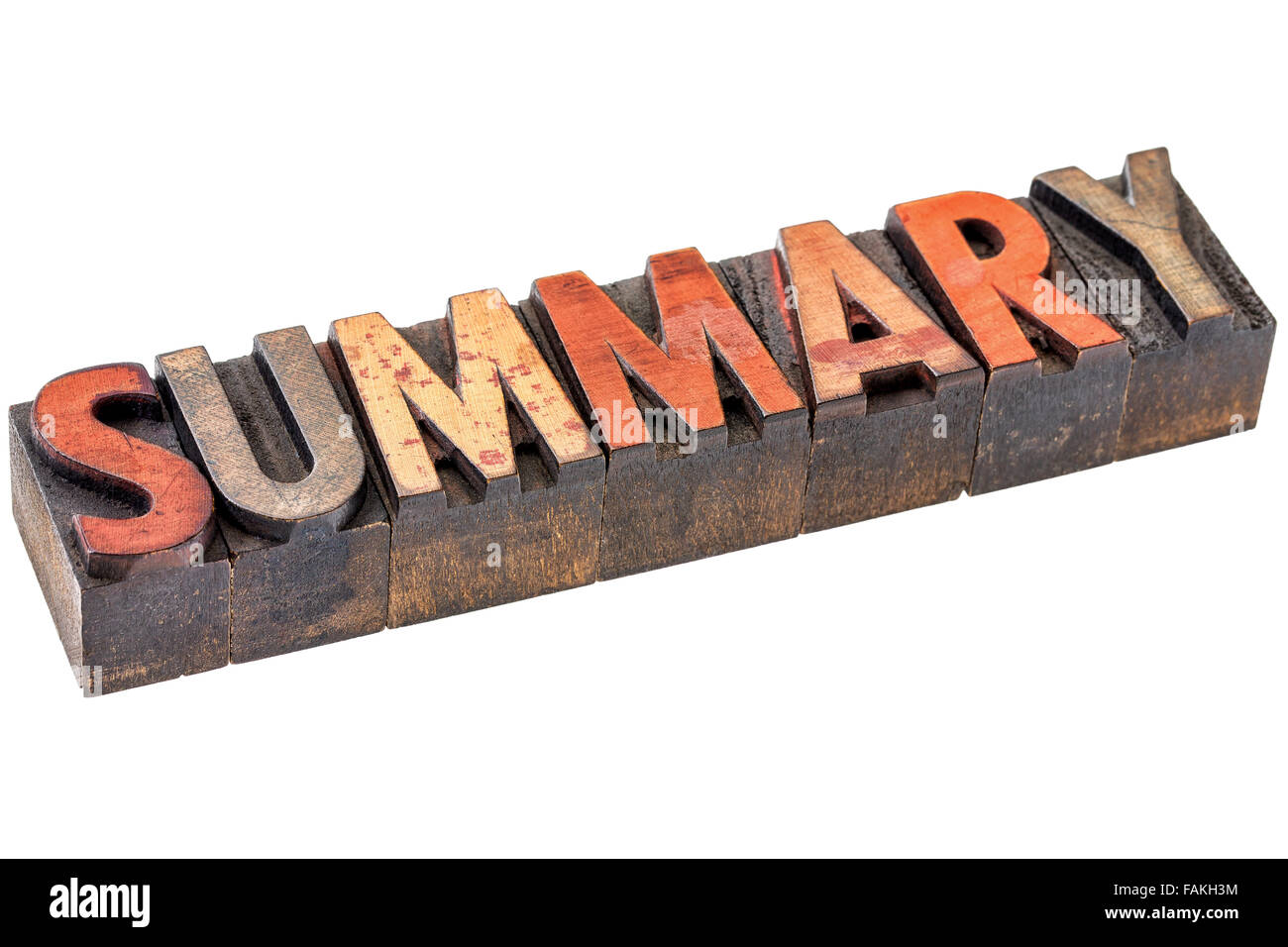 summary word abstract - an isolated banner in vintage letterpress wood ...