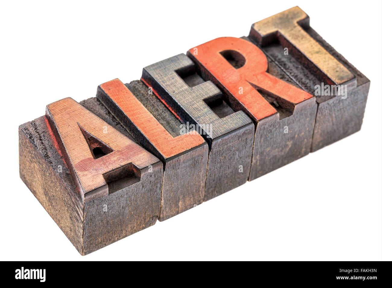 alert word abstract - an isolated banner in vintage letterpress wood ...