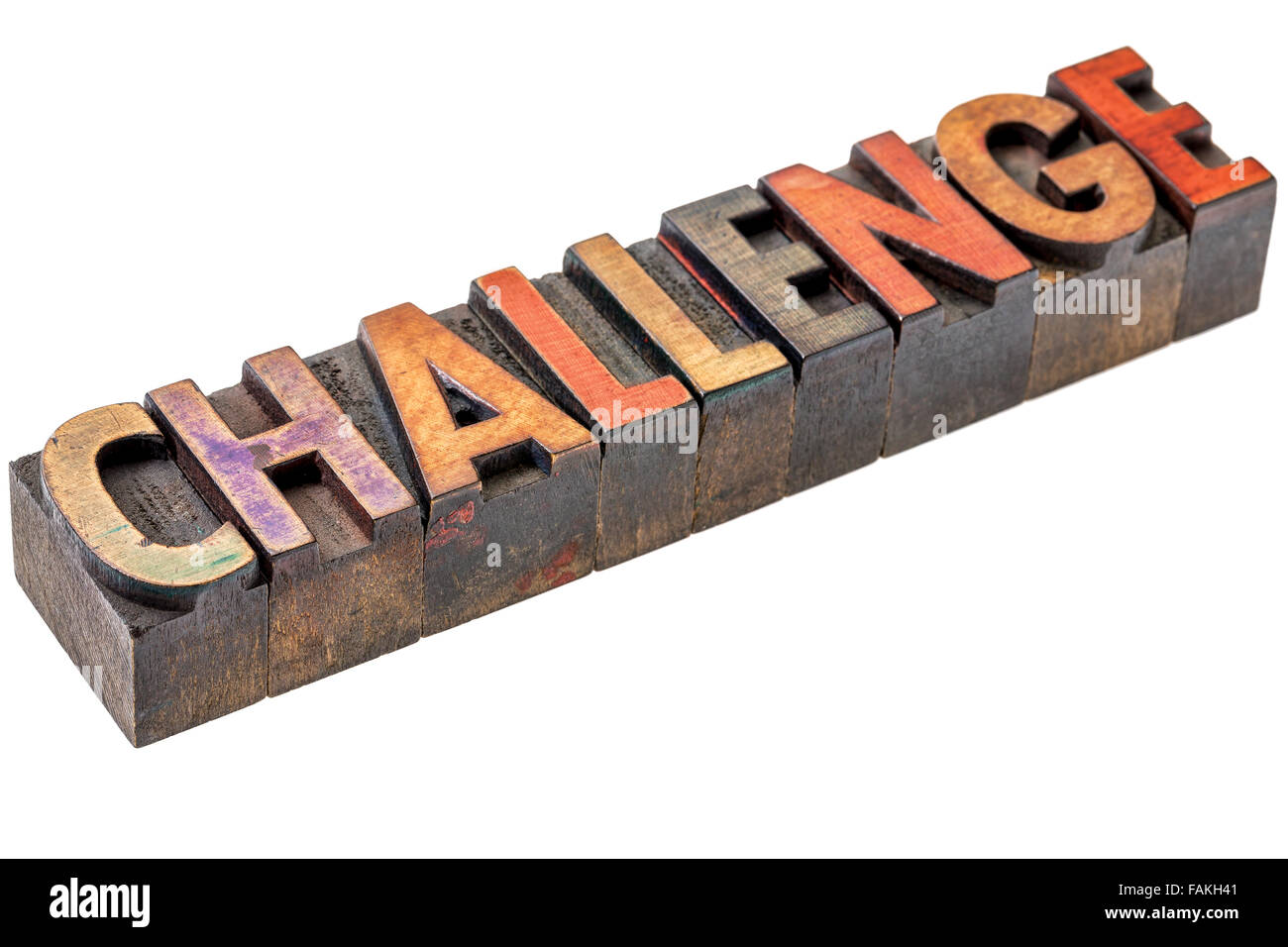 challenge word abstract - an isolated banner in vintage letterpress ...