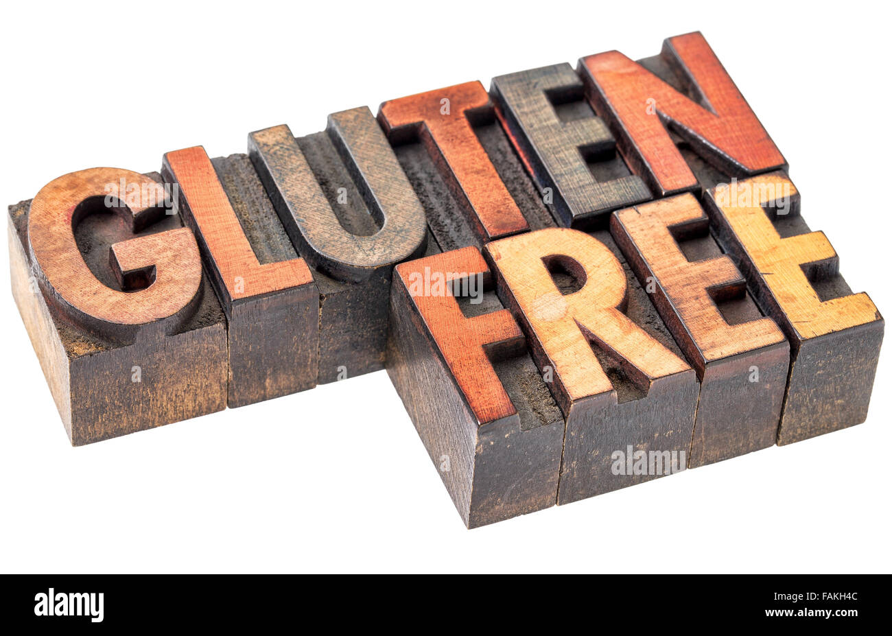 gluten free word abstract - an isolated banner in vintage letterpress ...