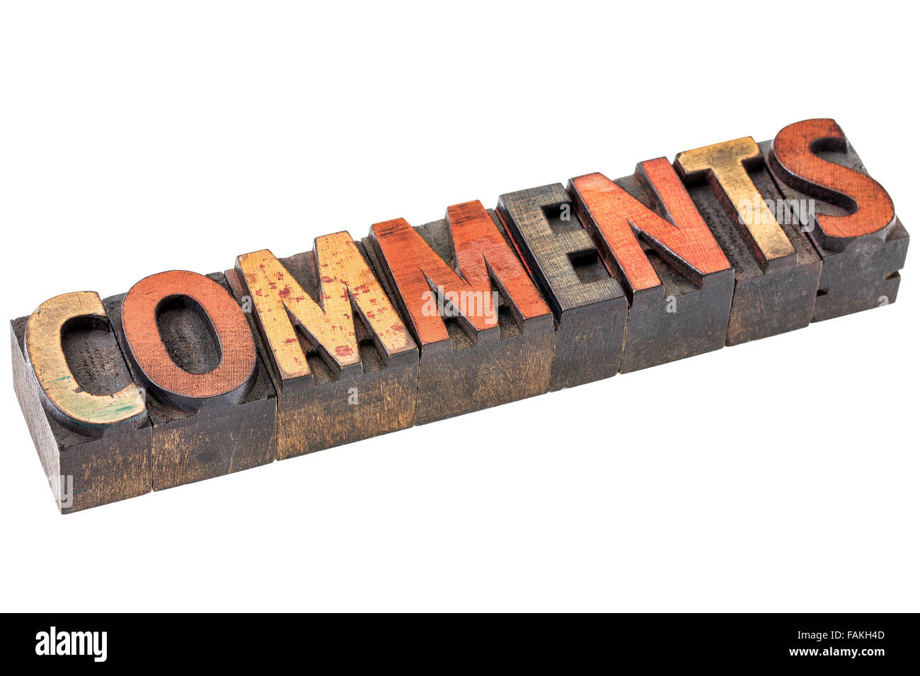 comments word abstract - an isolated banner in vintage letterpress wood ...