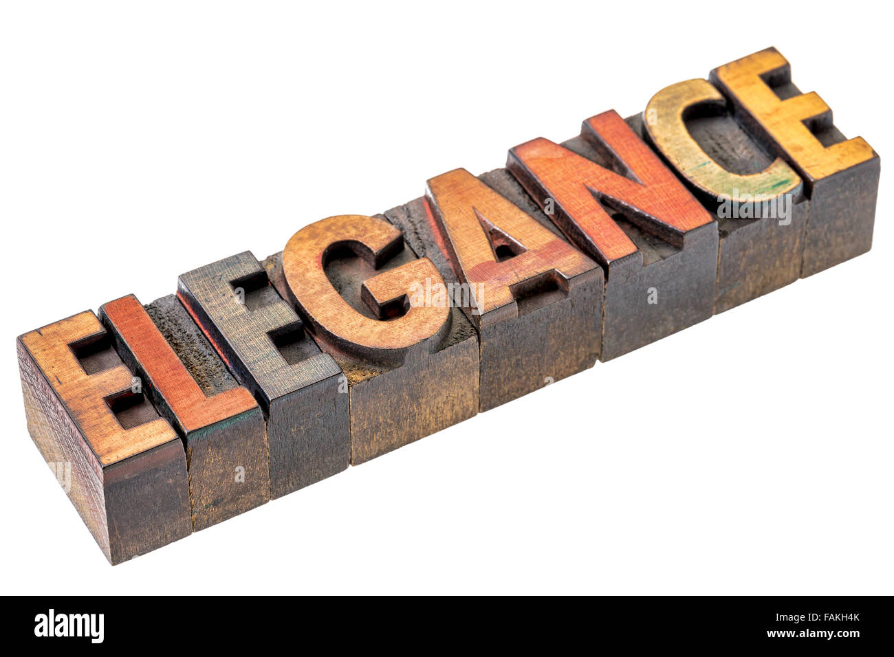 elegance word abstract - an isolated banner in vintage letterpress wood ...