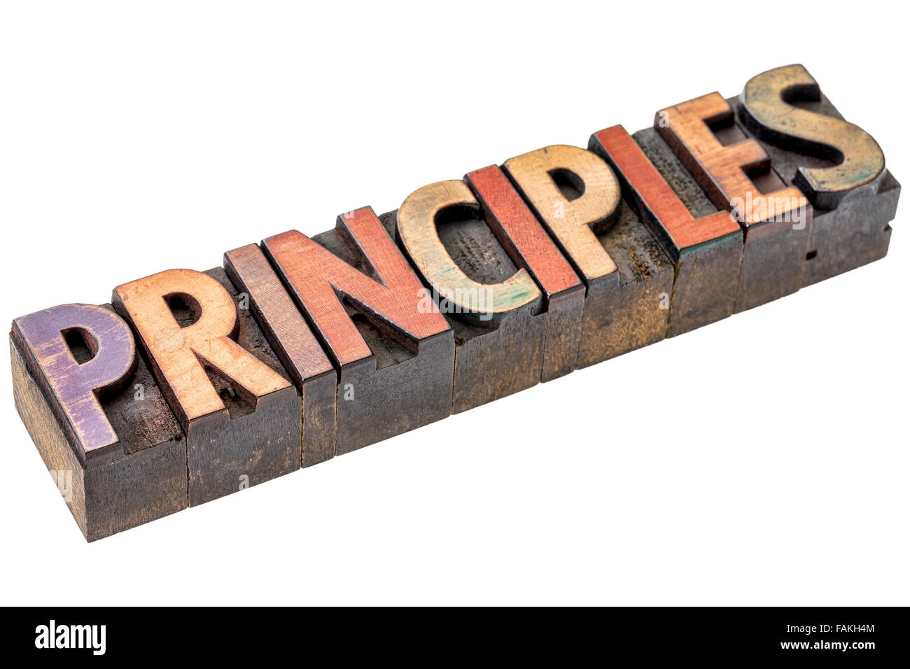 principles word abstract - an isolated banner in vintage letterpress ...