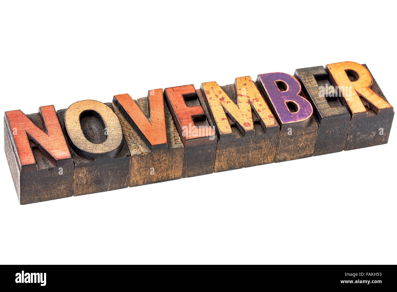 November banner - isolated word in vintage letterpress wood type ...