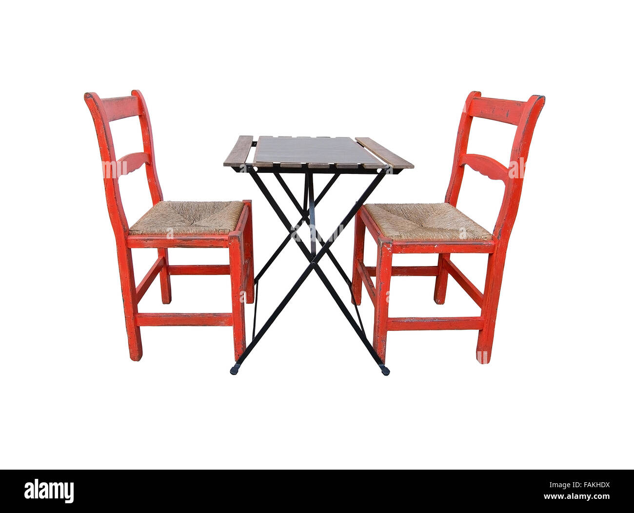 Two simple red chairs and square table isolated on white Stock Photo ...