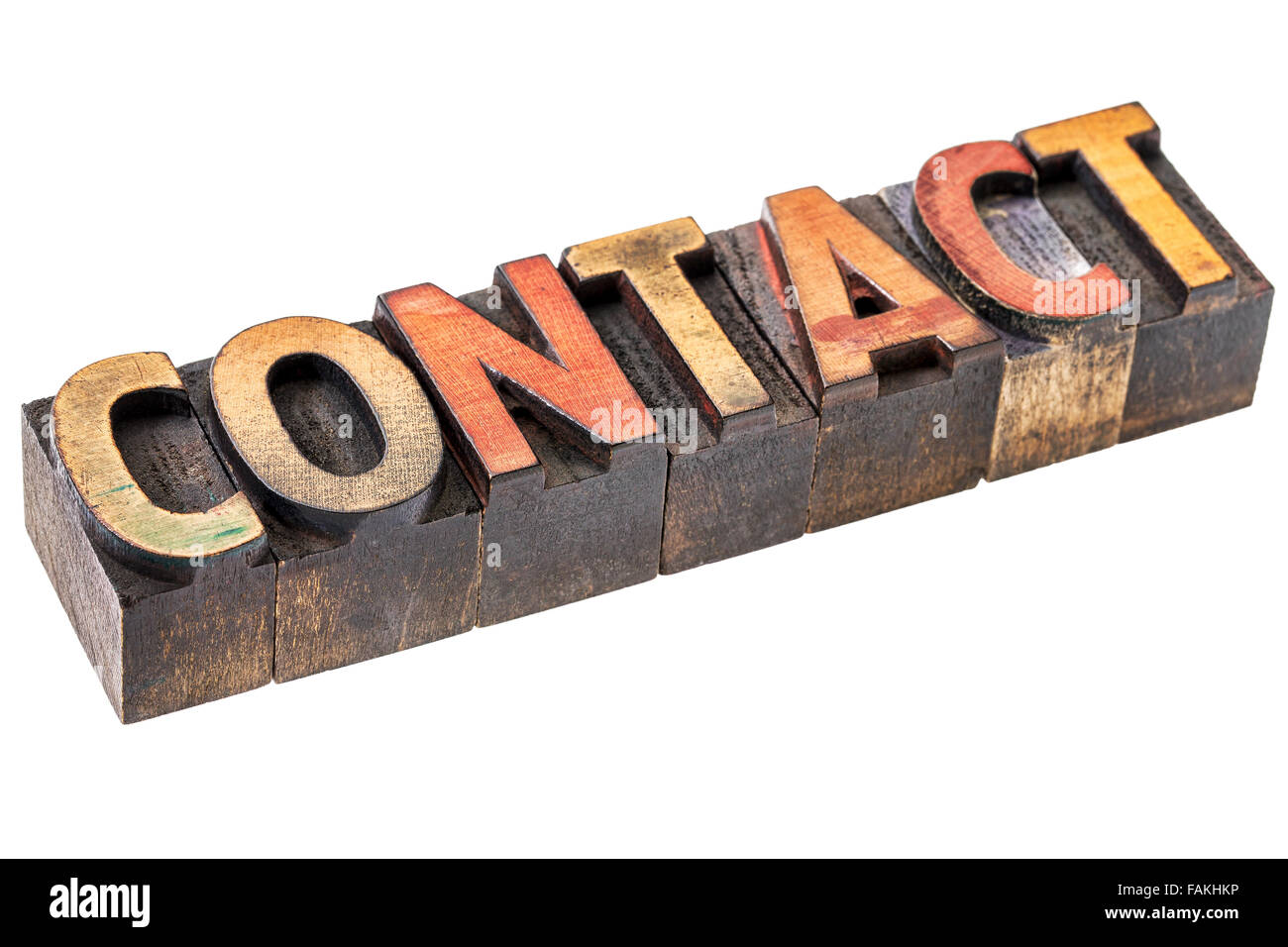 contact word abstract - an isolated banner in vintage letterpress wood ...