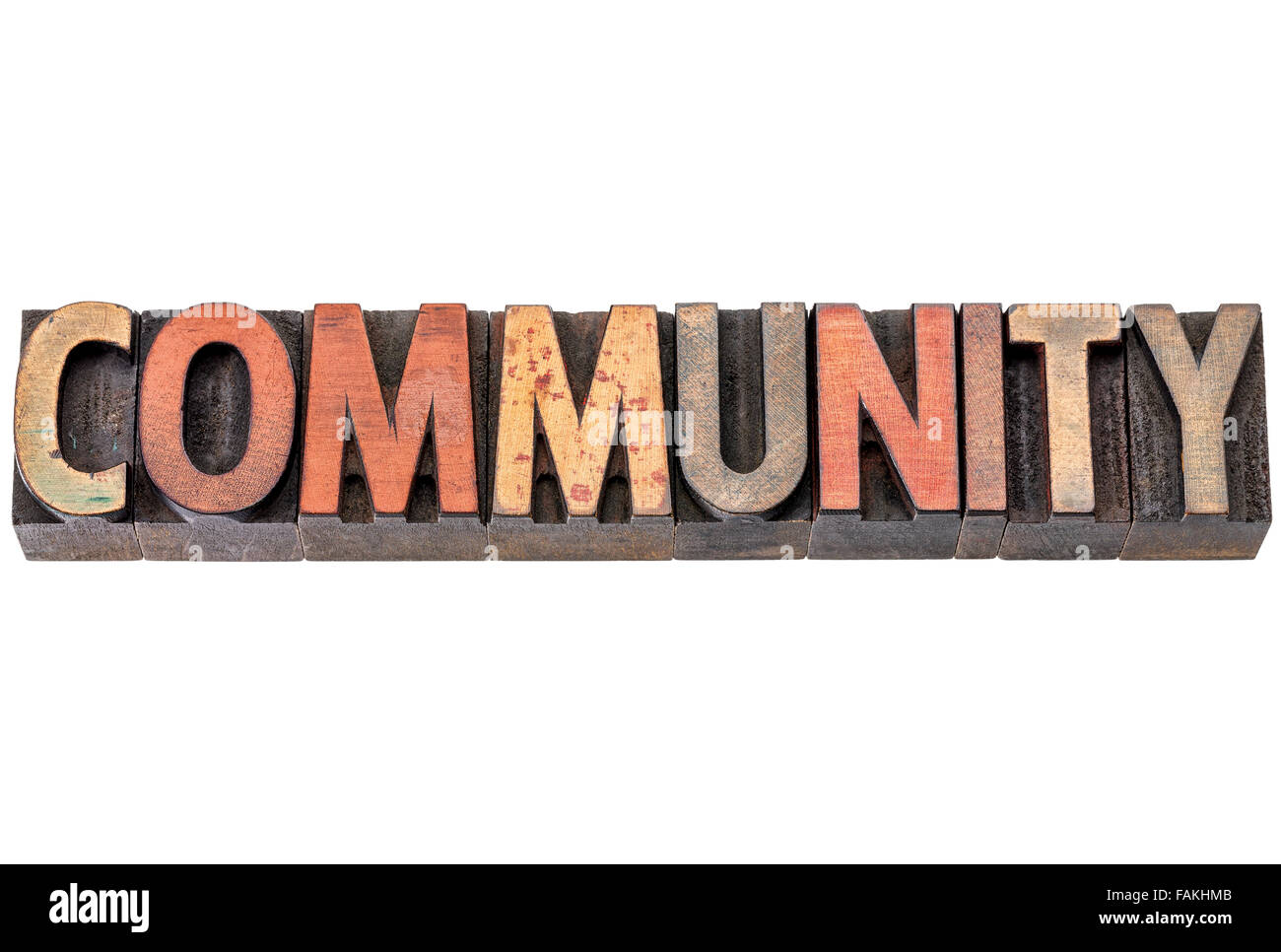 community banner - isolated word abstract in vintage letterpress wood ...