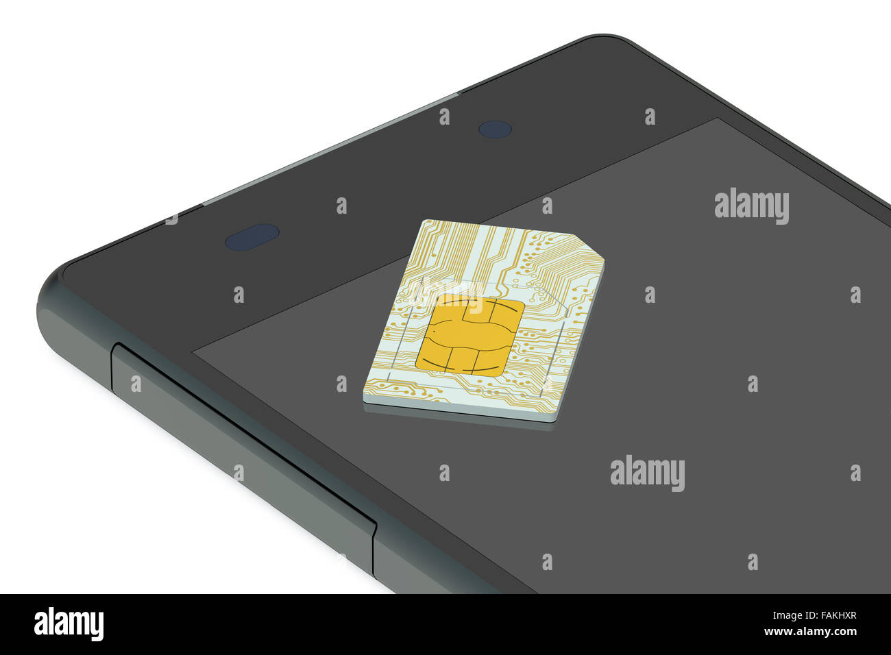 SIM card and phone isolated on white background Stock Photo - Alamy
