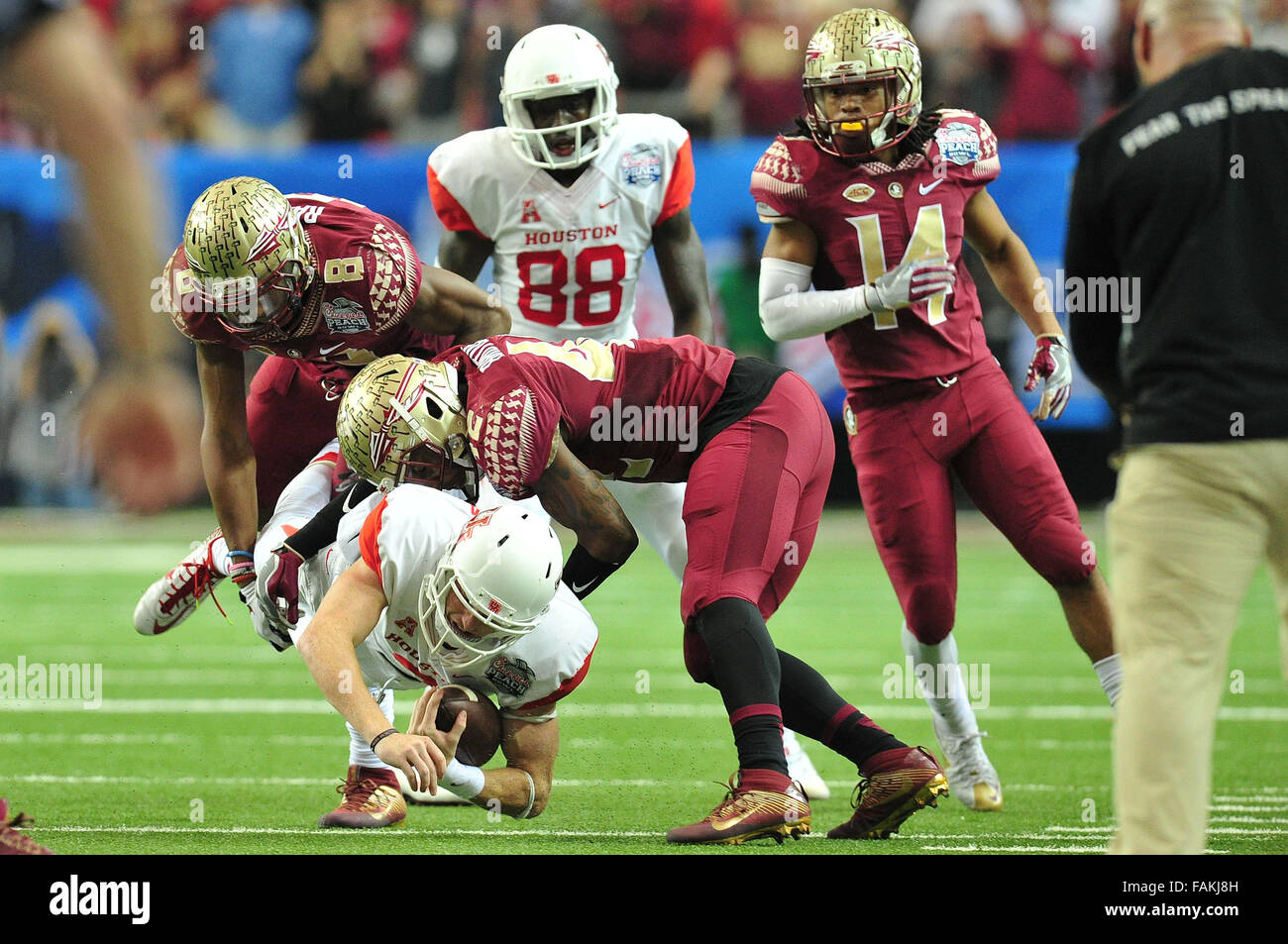 Atlanta Georgia, USA. 31st Dec, 2015. houston QB Kyle Postma (#3) in ...