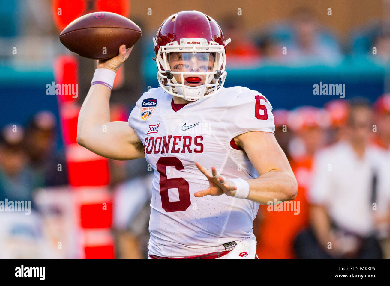 Oklahoma quarterback Baker Mayfield (6) during the Capital One Orange Bowl College Football ...