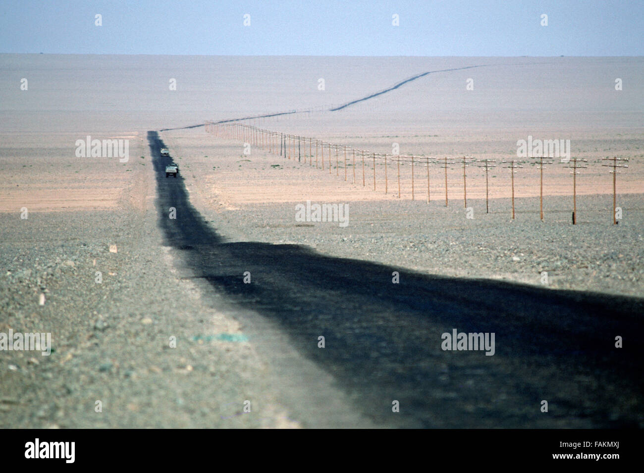 Silk Road running through Turpan Desert, Xinjiang Province, Northwest ...