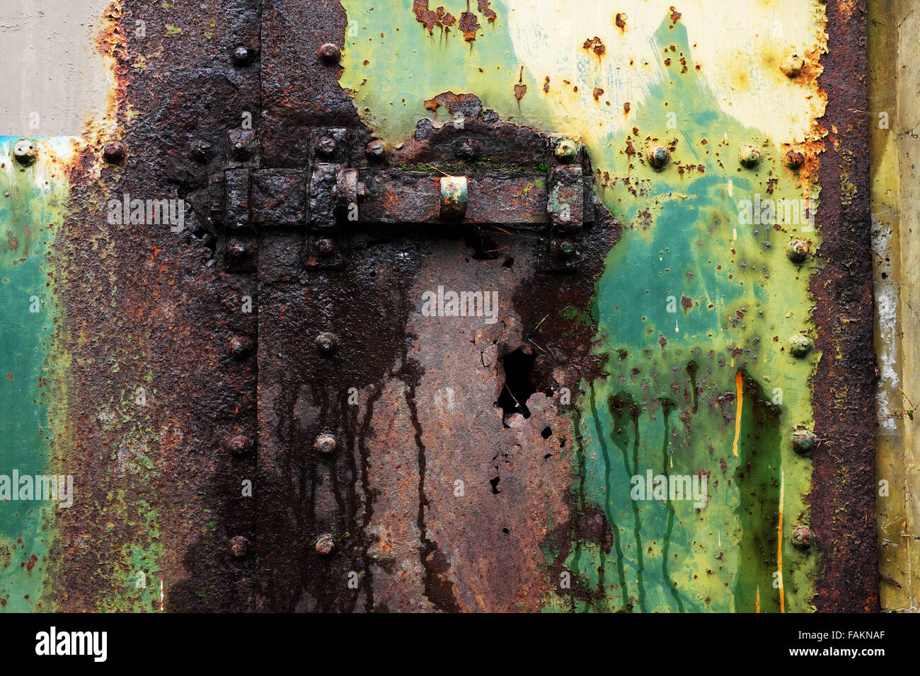 Rusty steel latch on steel bunker tunnel door, Artillery Hill, Fort ...