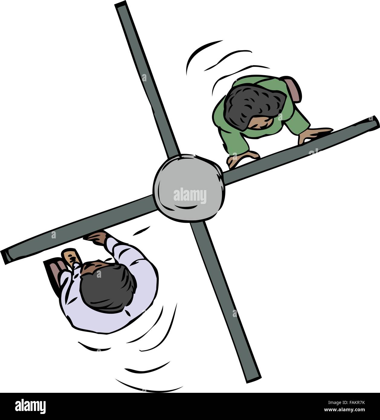 Cartoon of two people pushing through a turnstile Stock Vector Image ...