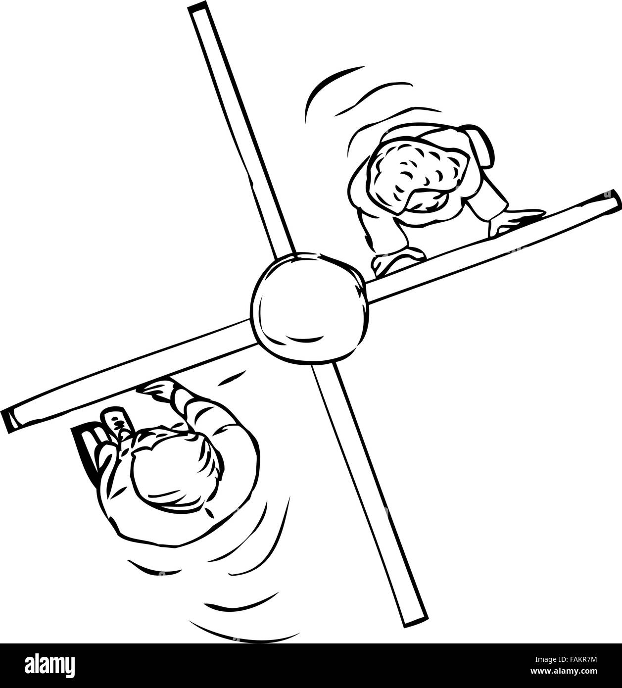 Outline of two people pushing through a turnstile Stock Vector Image ...