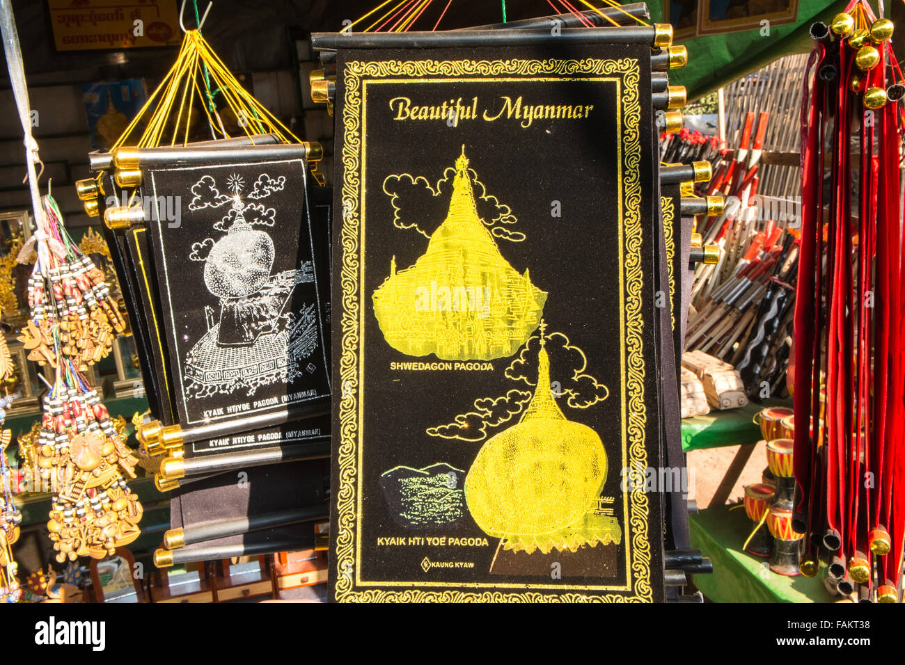 golden,rock,Myanmar,Burma,gold,Kyaitiyo,Buddhist.General store and ...