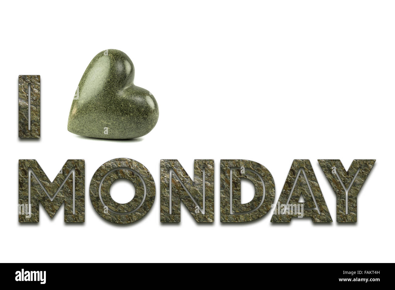 I love Monday with green stone in shape of heart Stock Photo - Alamy