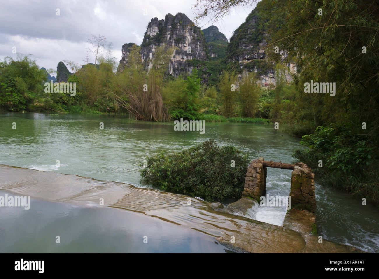 Karst hills along Mingshi River, Guangxi Province, China Stock Photo ...