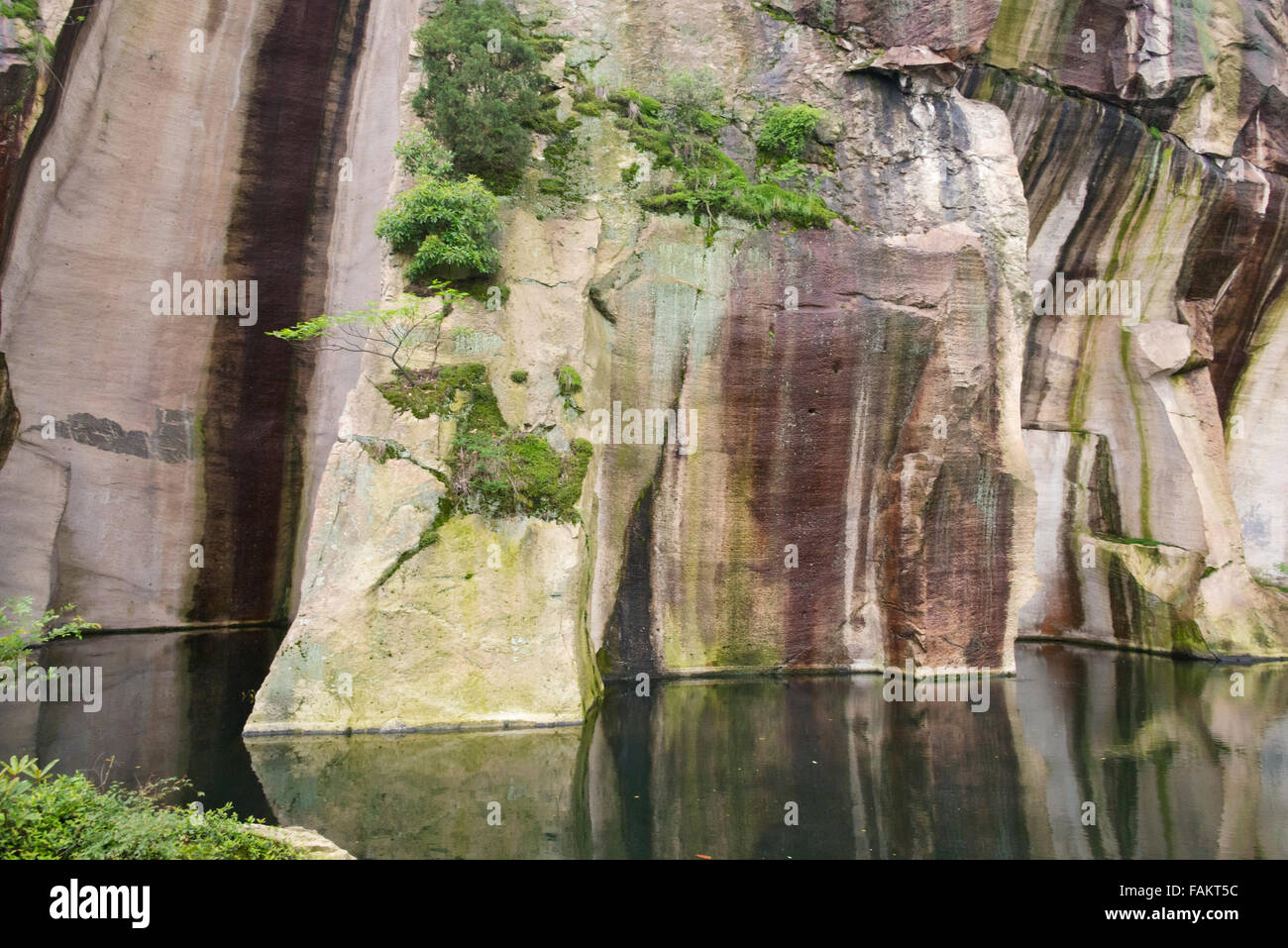 Rocky cliff on East Lake, Shaoxing, Zhejiang Province, China Stock ...