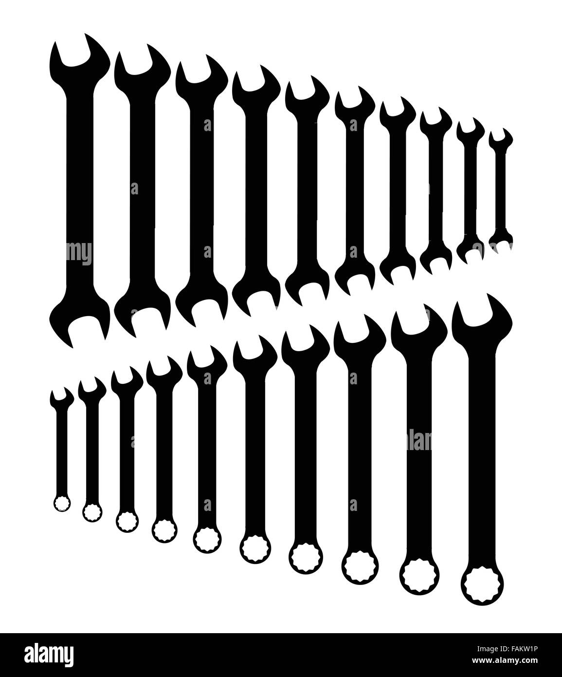 A collection of various sized mechanics spanners Stock Vector Image ...