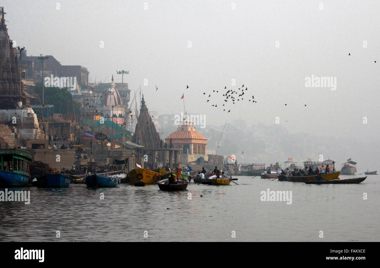 Varanasi sinking temple hi-res stock photography and images - Alamy