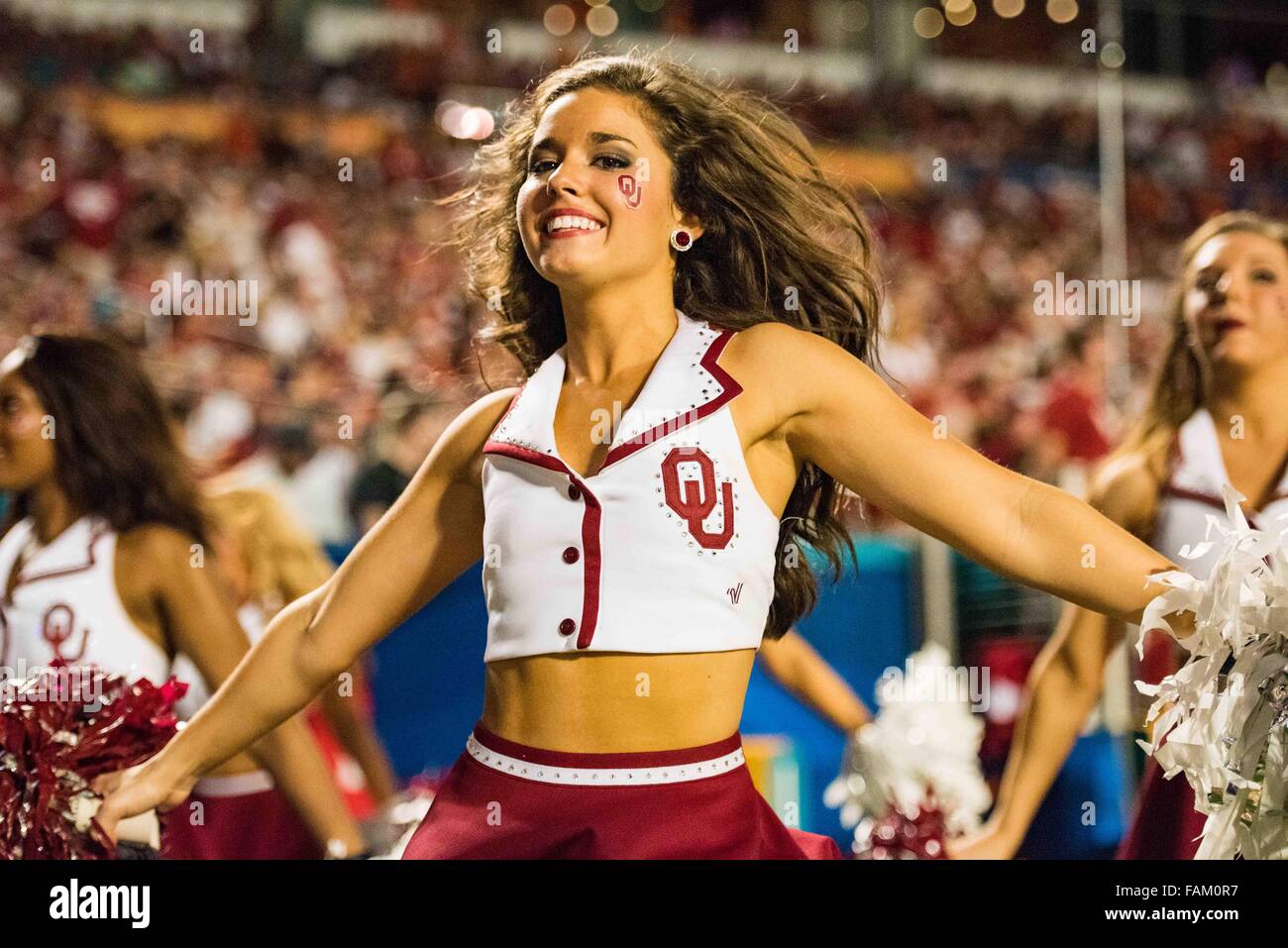 Miami, Florida, USA. 31st Dec, 2015. An Oklahoma Sooners Cheerleader ...