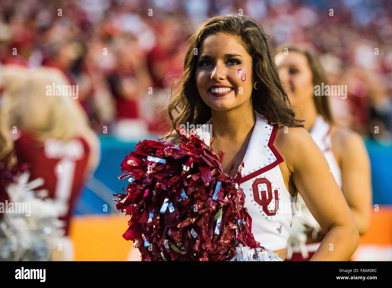 Miami, Florida, USA. 31st Dec, 2015. An Oklahoma Sooners Cheerleader ...