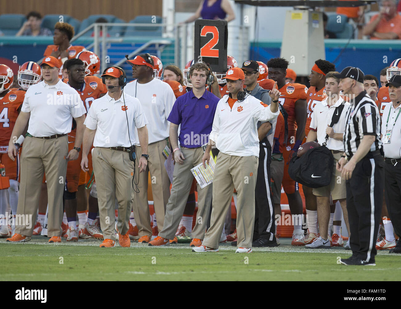 Miami, Florida, USA. 31st Dec, 2015. Clemson head coach Dabo Swinney ...