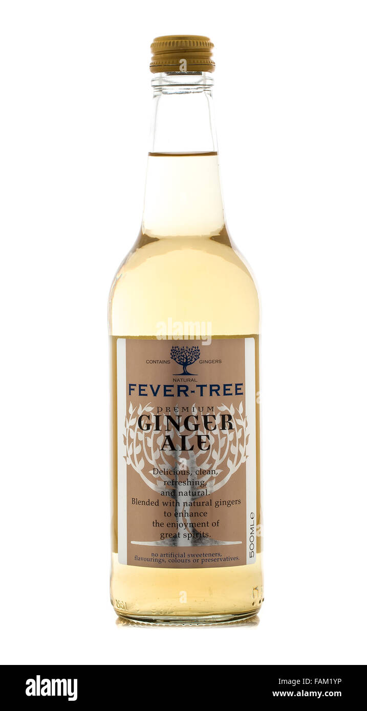 Bottle Of Fever-Tree Premium Ginger Ale on a White Background Stock ...