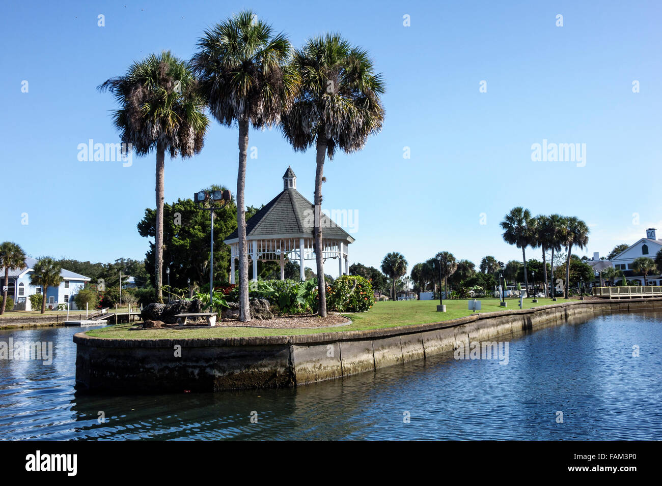 Florida Crystal River water,Kings Bay water canal,gazebo,manatee ...