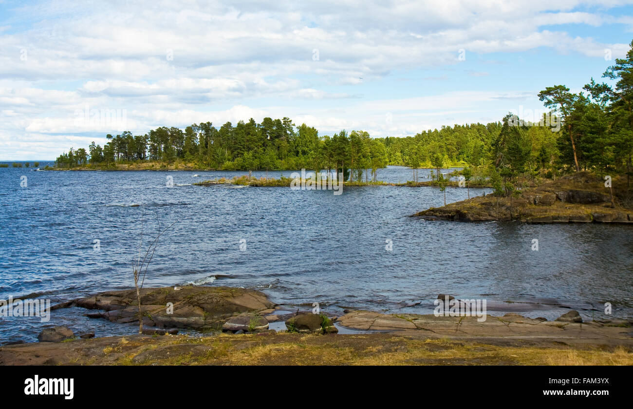Landscape of island Valaam on Ladoga lake, North of Russia Stock Photo ...