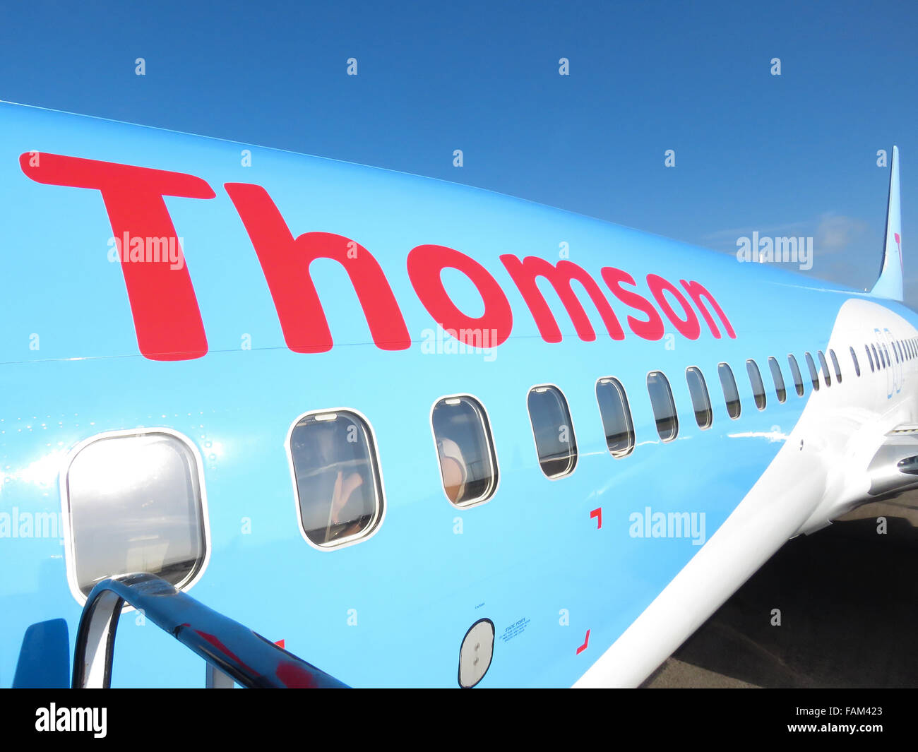 Picture shows a Thomson (Tui) holiday plane in July 2015 at Rhodes ...