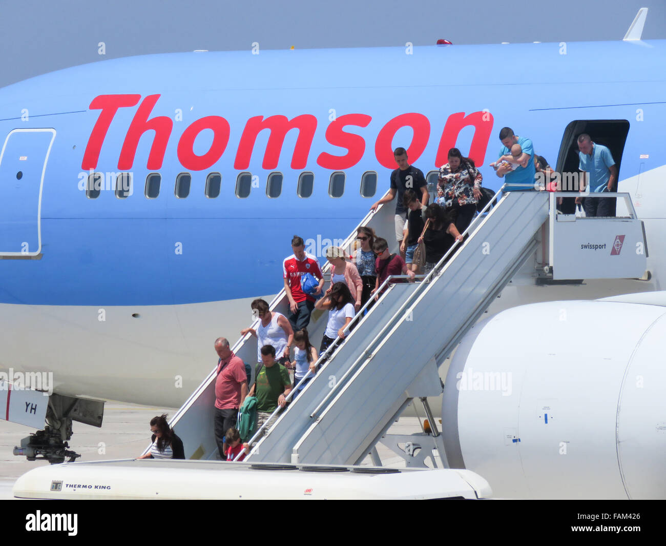 Picture shows a Thomson (Tui) holiday plane in July 2015 at Rhodes ...