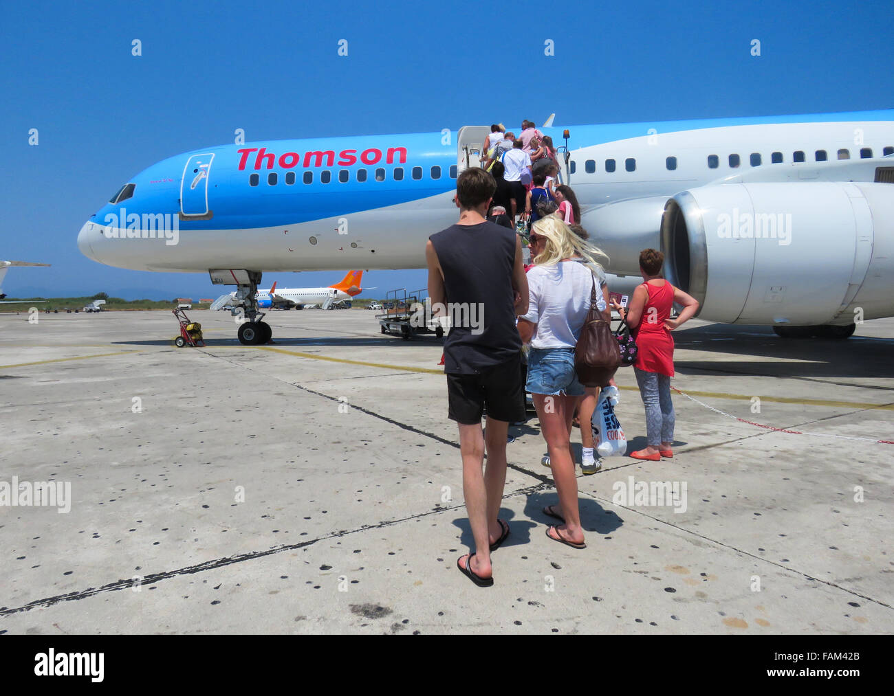 Picture shows a Thomson (Tui) holiday plane in July 2015 at Rhodes ...