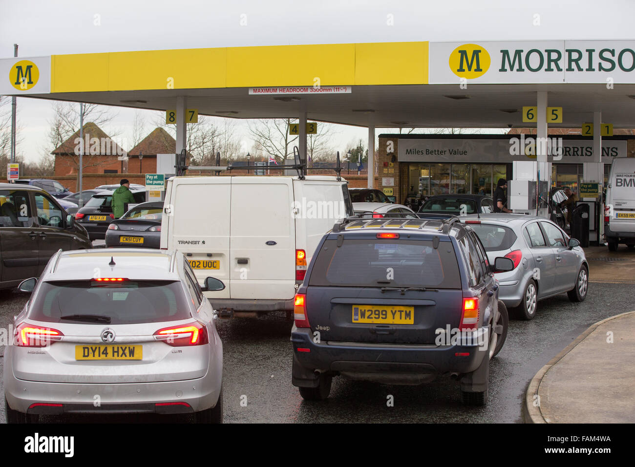 The queues at Morrisons in Cambourne,Cambs,on Friday Dec 11th as petrol ...
