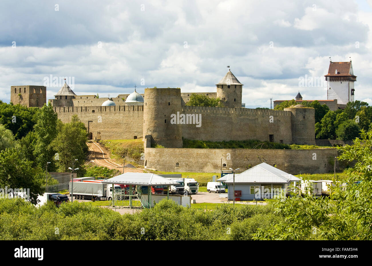 Ivangorod, Russia - July 21, 2013: middle ages castle Ivangorod in town ...